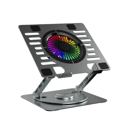 Aluminium Flexible 360° Laptop Stand with Double RGB Cooling Fan ...
